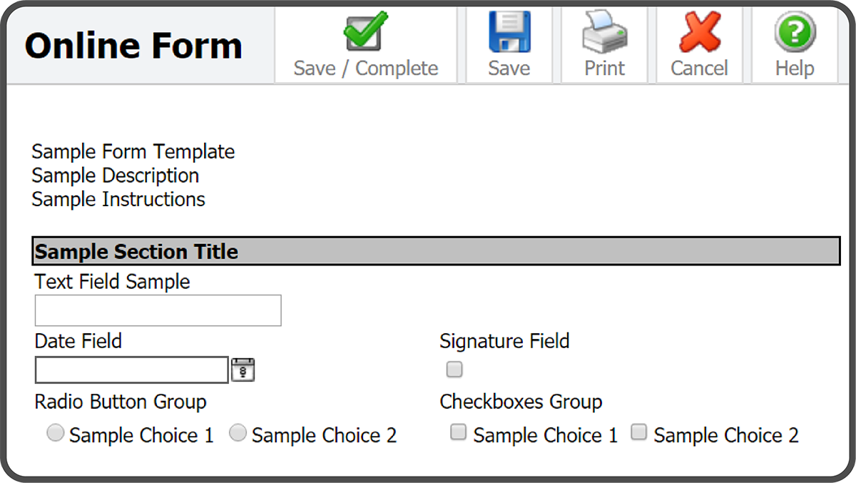 Complete Task Type - Online Form