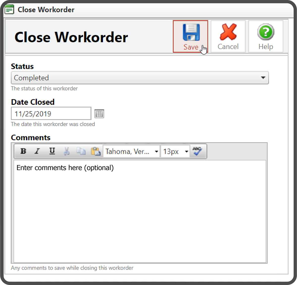 Complete Task Type - Workorder