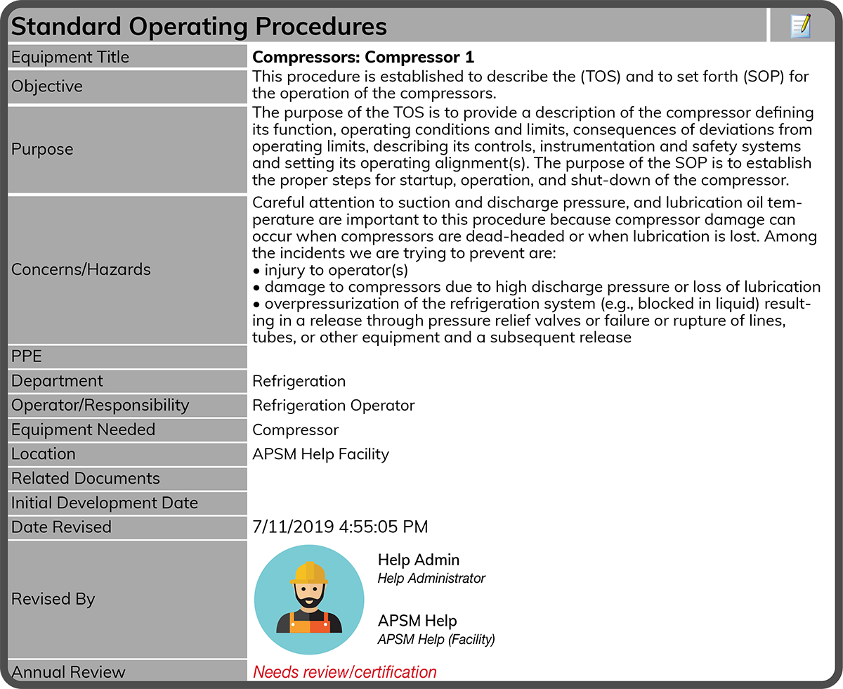 Edit Equipment SOP Coversheet