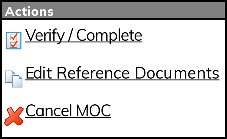 Verify/Complete MOC
