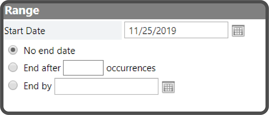 Add New Recurring Task - Recurrence Options